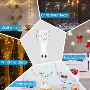 Ainiv 2-Packs Indoor Mini Light Clips, Damage Free Hanging Christmas String Light Hooks with Adhesive Strips, Clear Wall Clips for Hanging Lights Xmas Decor and Cables, 40 Clear Clips and 40 Strips