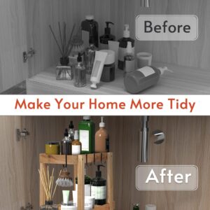 Under Sink Organizers Storage 2 Tier Multi-Purpose Kitchen/Bathroom Sink organizer Wood Under the Sink Organizer for Bathroom Kitchen