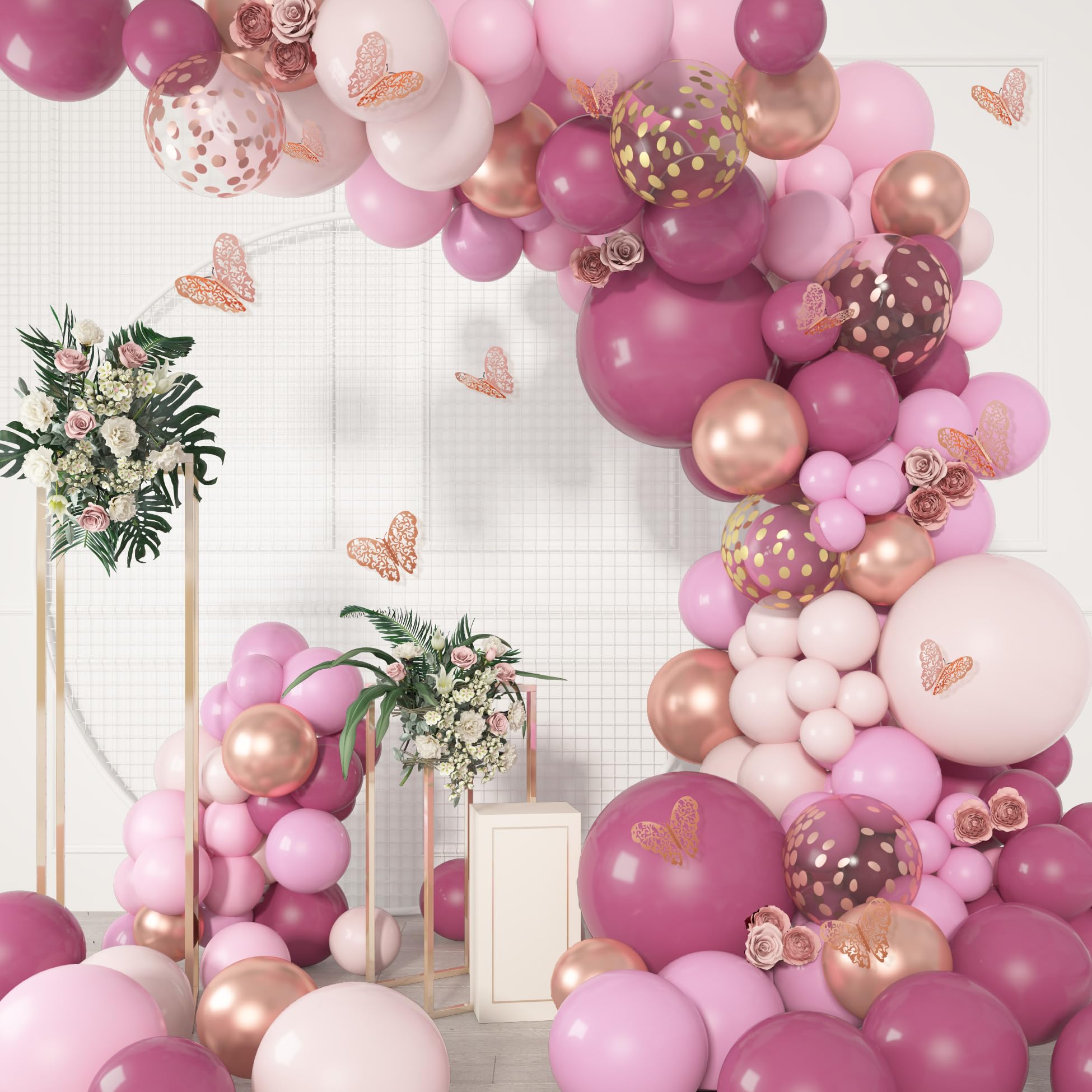 Amandir 150pcs Pink Balloons Garland Arch Kit