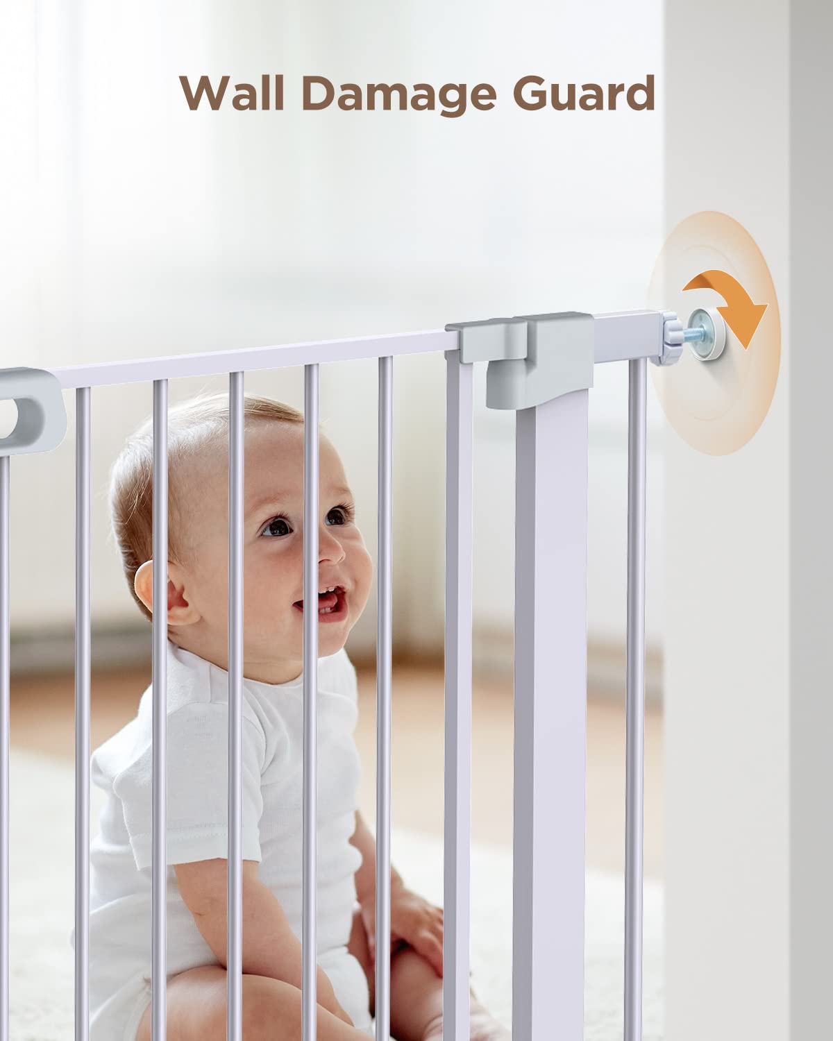 Ciays 29.5” to 46” Safety Baby Gate, Extra Wide Auto-Close Dog Gate for Stairs, Easy Walk Thru Indoor Pet Gate for Doorways and Rooms, White Child Gate Easy Pressure Mounted Installation