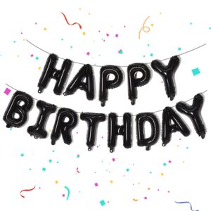 funtoob black happy birthday balloons banner happy birthday sign letter balloons 16 inch happy birthday balloon for boys girls adults happy birthday foil balloons happy birthday decorations