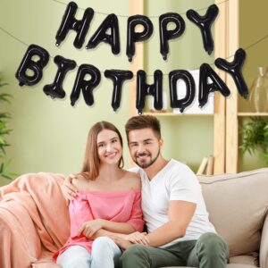 FUNTOOB Black Happy Birthday Balloons Banner Happy Birthday Sign Letter Balloons 16 Inch Happy Birthday Balloon for Boys Girls Adults Happy Birthday Foil Balloons Happy Birthday Decorations