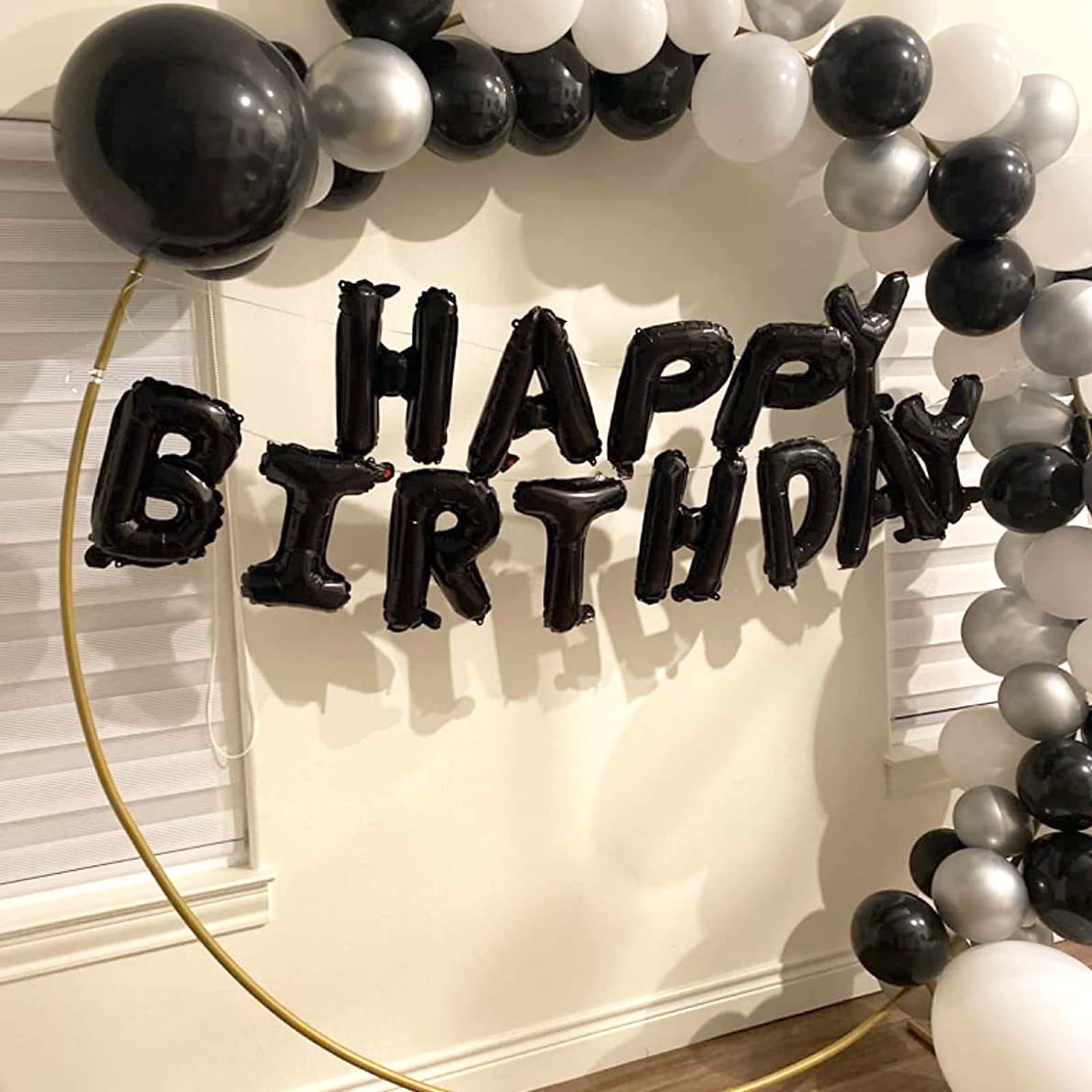 FUNTOOB Black Happy Birthday Balloons Banner Happy Birthday Sign Letter Balloons 16 Inch Happy Birthday Balloon for Boys Girls Adults Happy Birthday Foil Balloons Happy Birthday Decorations