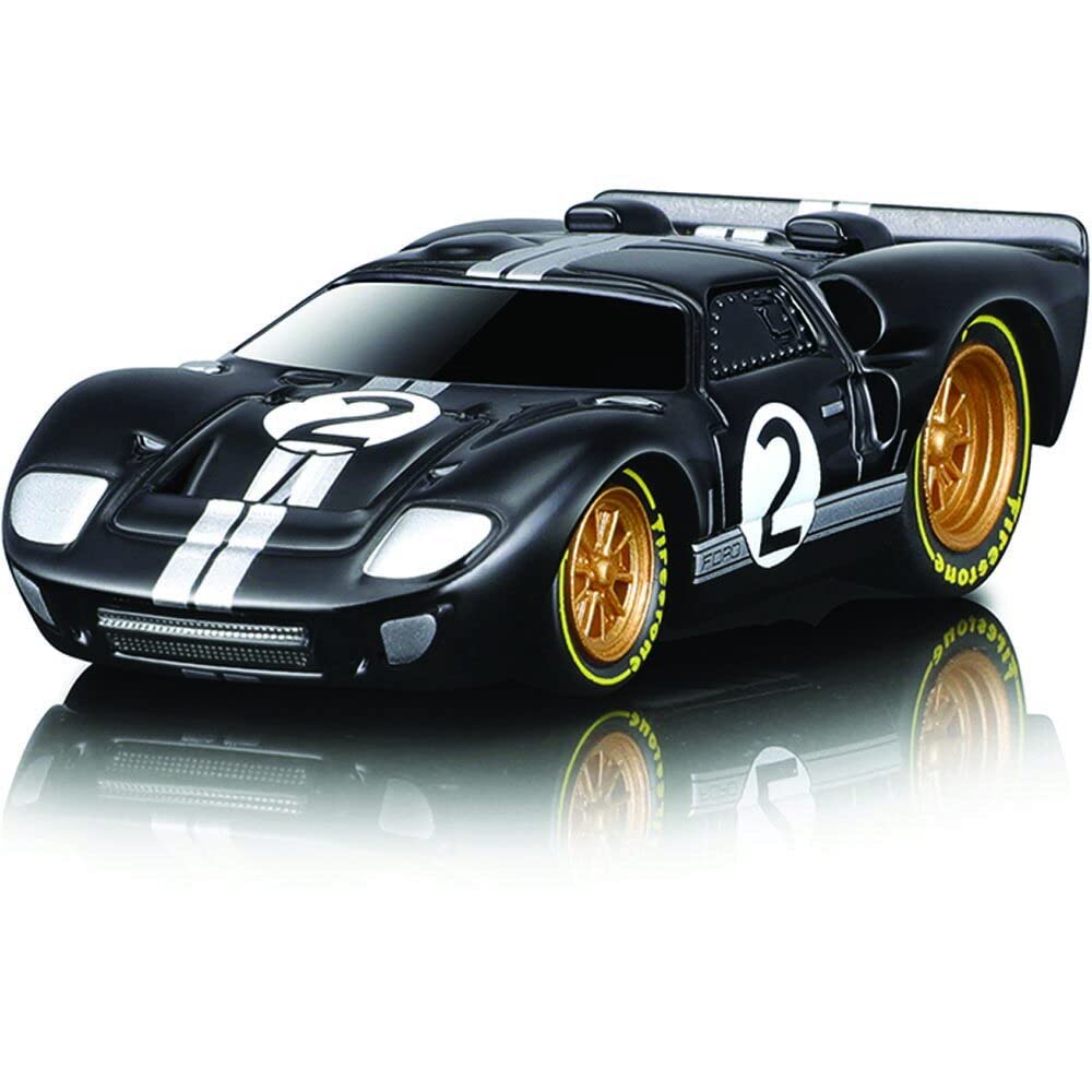 1966 GT40 MKII #2 Black with Silver Stripes and Gold Wheels 1/64 Diecast Model Car by Muscle Machines 15545