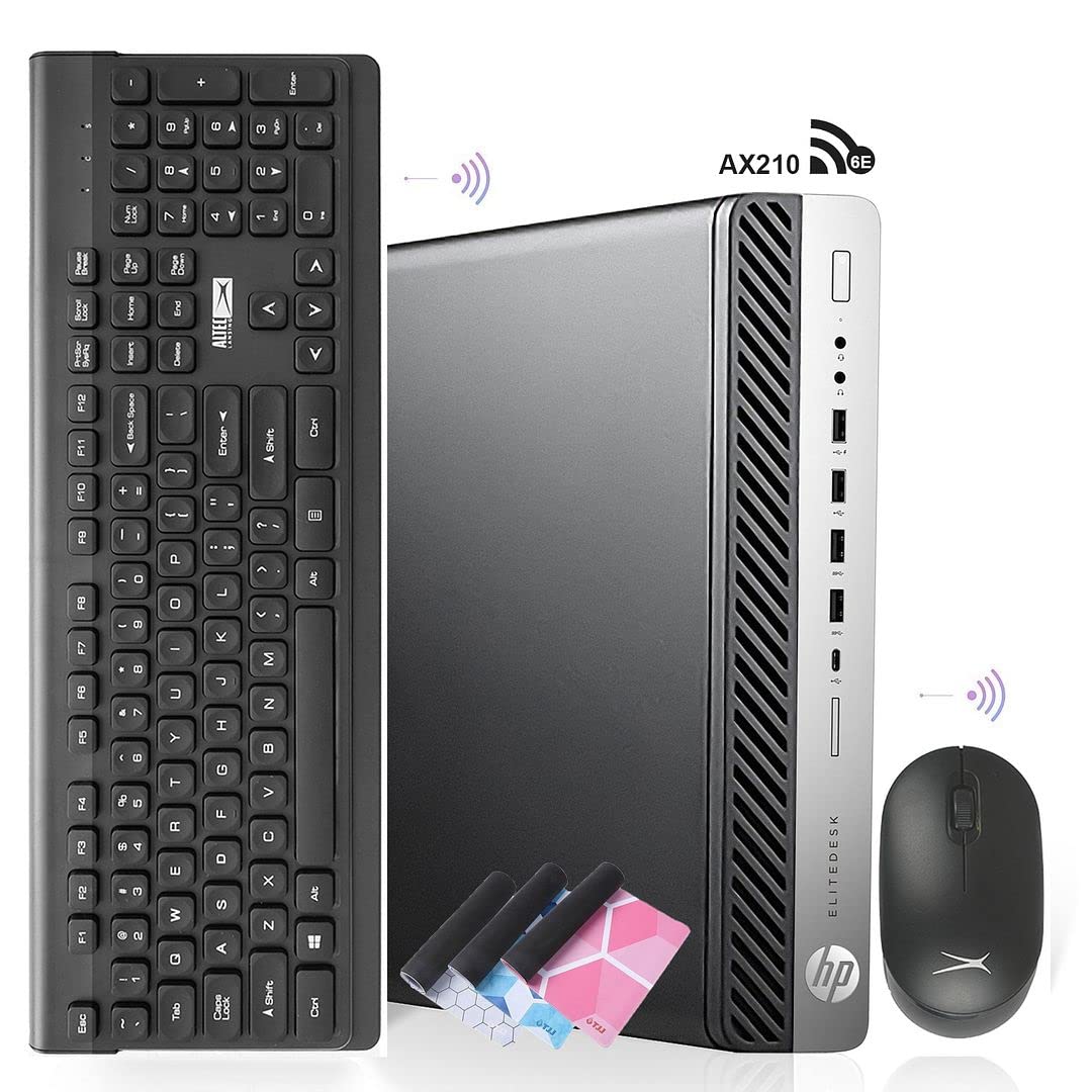 HP Micro PC EliteDesk 800 G4 Windows 11 Tiny Desktop,i5 Hexa-Core Mini Business Computers 32GB Ram 2TB NVMe M.2 SSD,WiFi,BT,HDMI,DP,USB-C,4K Support,Wireless K&M + TJJ Mouse PAD(Renewed)