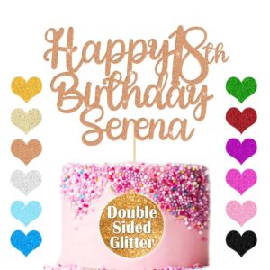 Happy Birthday Cake Topper Personalized Cake Topper Customised Birthday Cake Toppers with Any Name Age Multicoloured Custom Glitter Party Decorations 1st 18th 21st 30th 60th Birthday (Rose Gold)