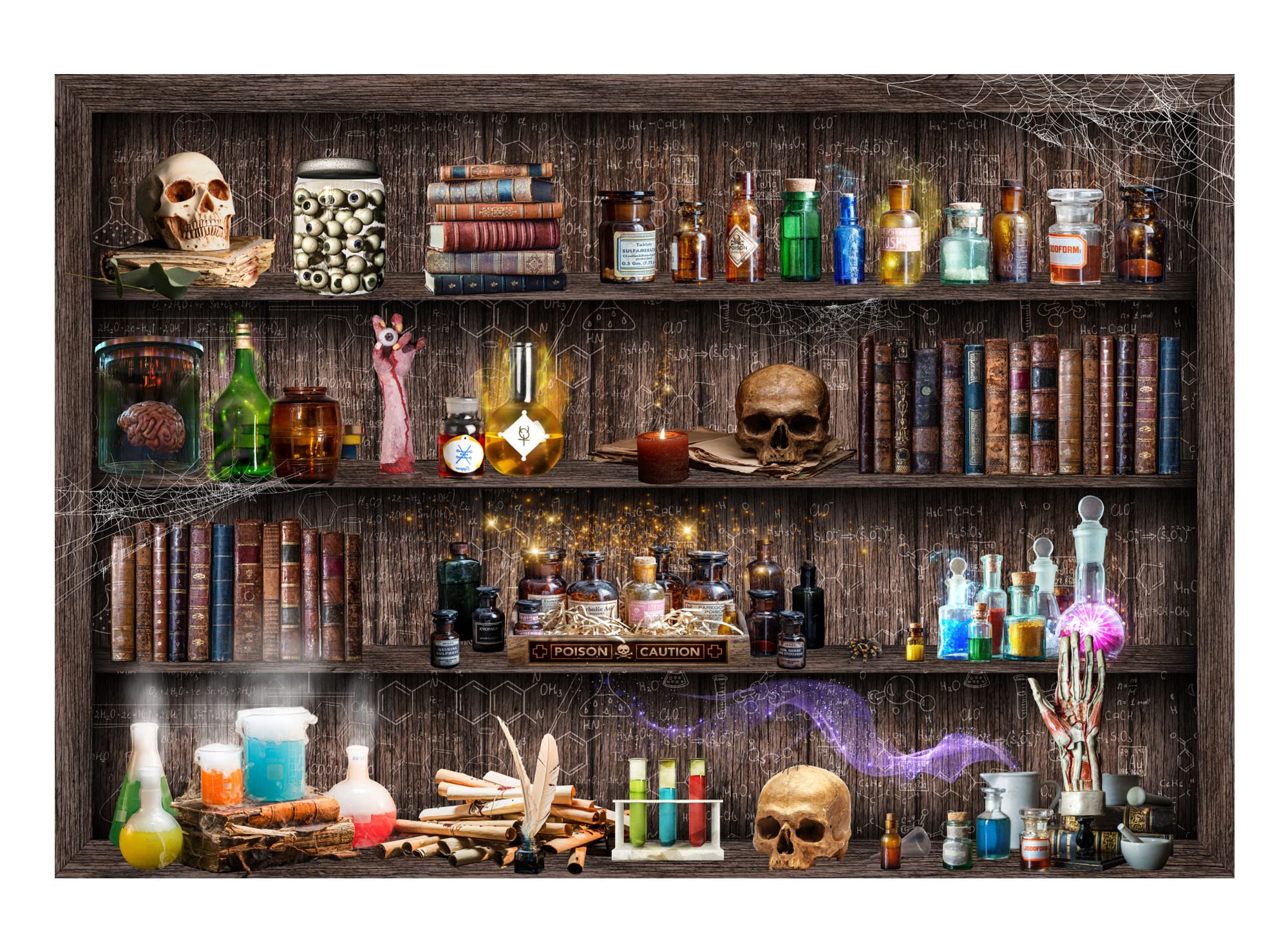 Funnytree 82" x 59" Mad Scientist Laboratory Backdrop for Kids Boy Halloween Spooktakular Creepy Skull Poison Apothecary Witch Kitchen Birthday Baby Shower Party Supplies Decorations Banner Background