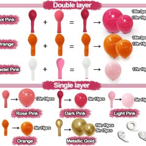 Pink Orange Balloon Garland Hot Pink Orange Gold Metallic Pastel Pink Balloon Arch Kit Latex Party Balloons For Baby Shower Birthday Wedding Rainbow Encanto Party Decorations