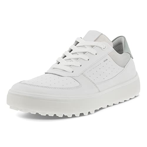 ECCO Women's Tray Hydromax Waterproof Golf Shoe, White/White/ICE Flower/Delicacy, 8-8.5