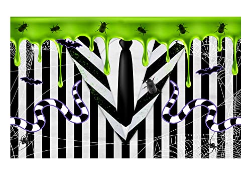 Allenjoy Black and White Halloween Stripes Backdrop for Photography Pictures Juice Beetle Wall Decor Wedding Birthday Costume Party Supplies Decorations Banner Holiday Photo Booth Background