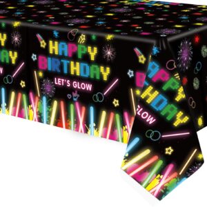 233 PCS Glow Neon Party Supplies Neon Glow Tableware Set Neon Balloons Glow in The Dark Birthday Banner Cake Toppers for Blacklight Party Decoration Serves 20 (Glow Set B)