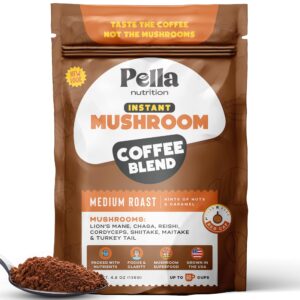 organic mushroom instant coffee (60 servings) with 7 superfood mushrooms, great tasting, includes lion's mane, reishi, chaga, cordyceps, shiitake, maitake, and turkey tail