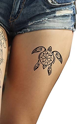 Tatodays Temporary tattoo turtles black maori tribal body art sticker transfer for arms shoulder Aztec Polynesian Samoan Hawaiian for adult men and women