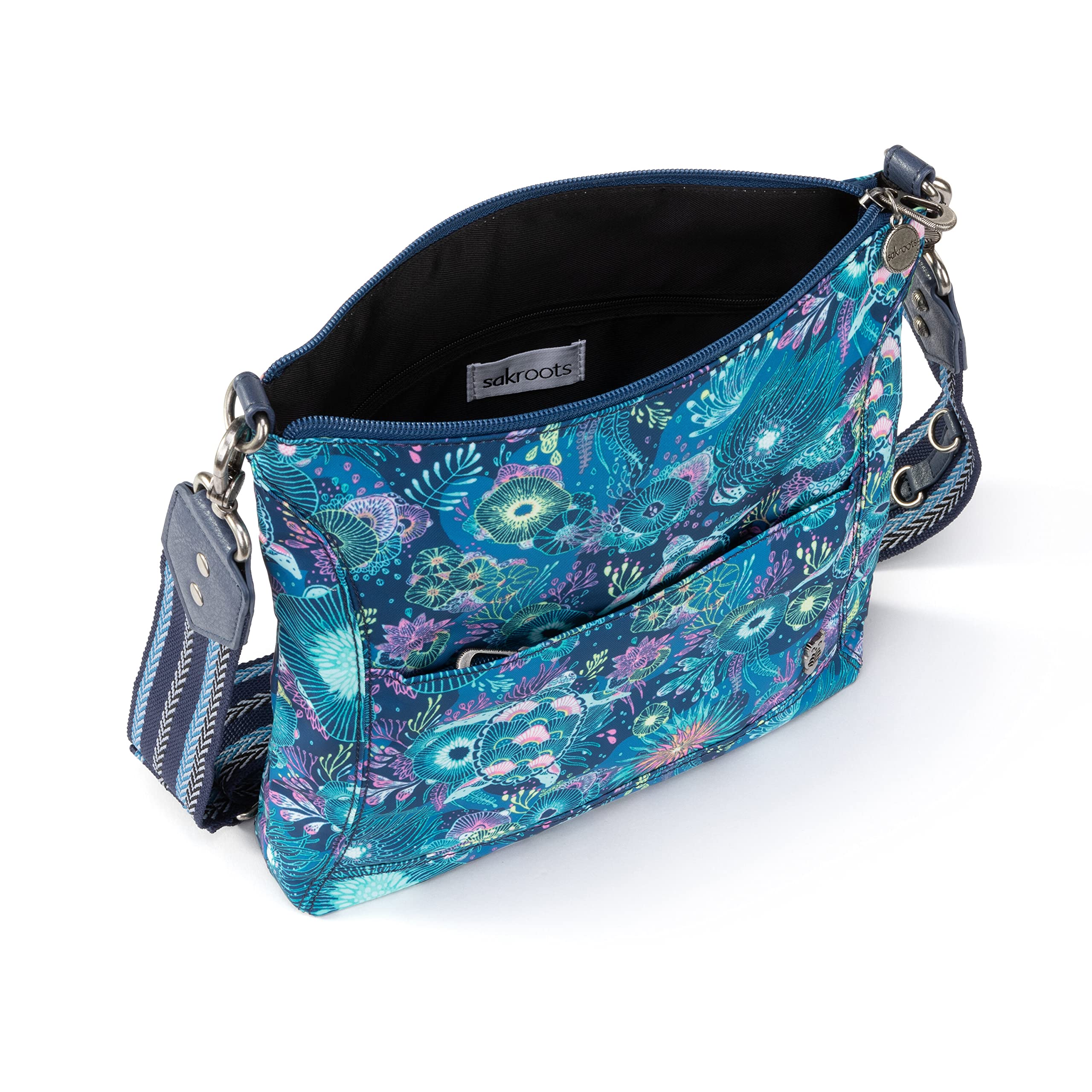 The Sak Lucia Crossbody in Eco Twill, Convertible Purse with Adjustable Strap, Royal Blue Seascape