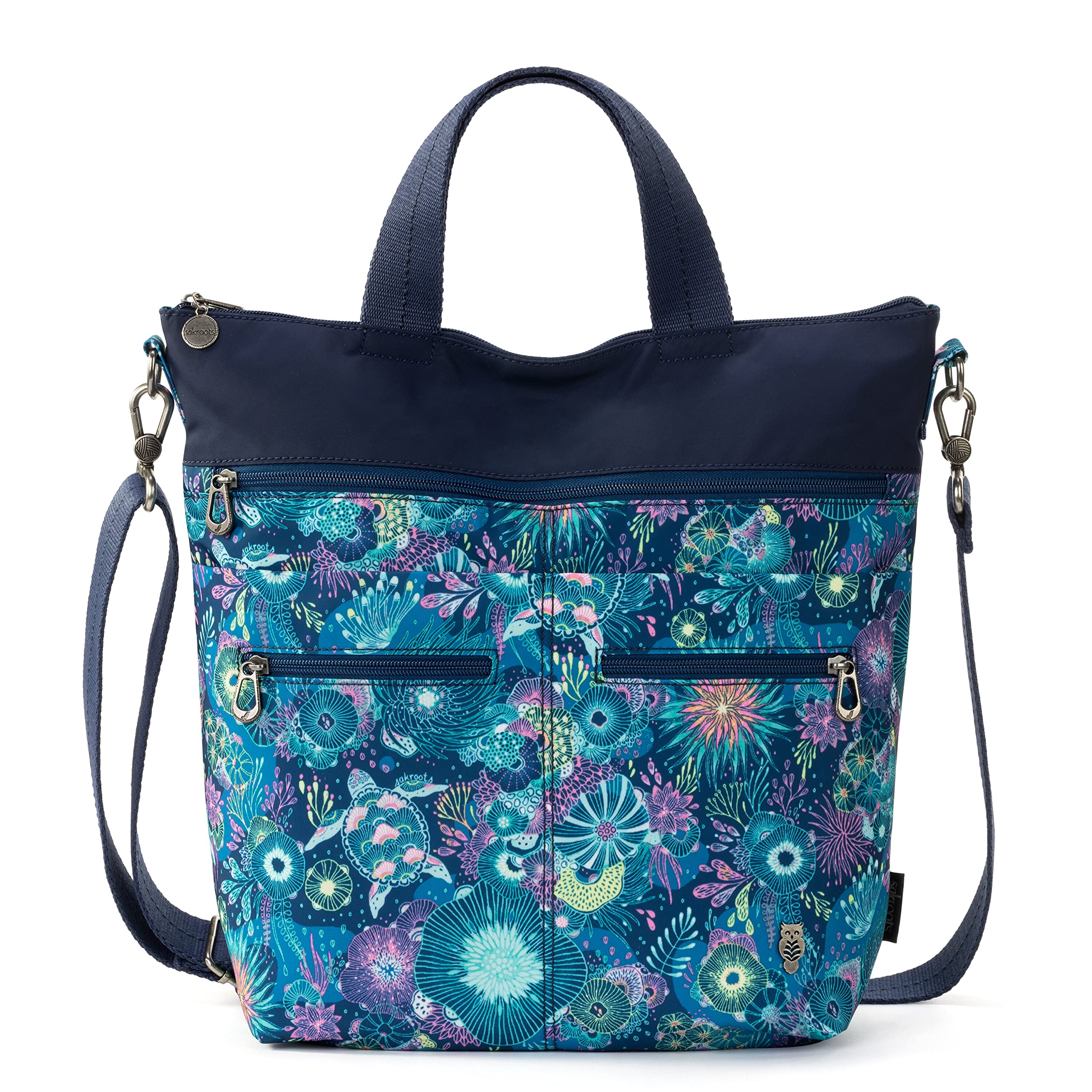 Sakroots Womens Eco-twill Berkeley Convertible Tote in REPREVE Eco Twill, Royal Blue Seascape, One Size US