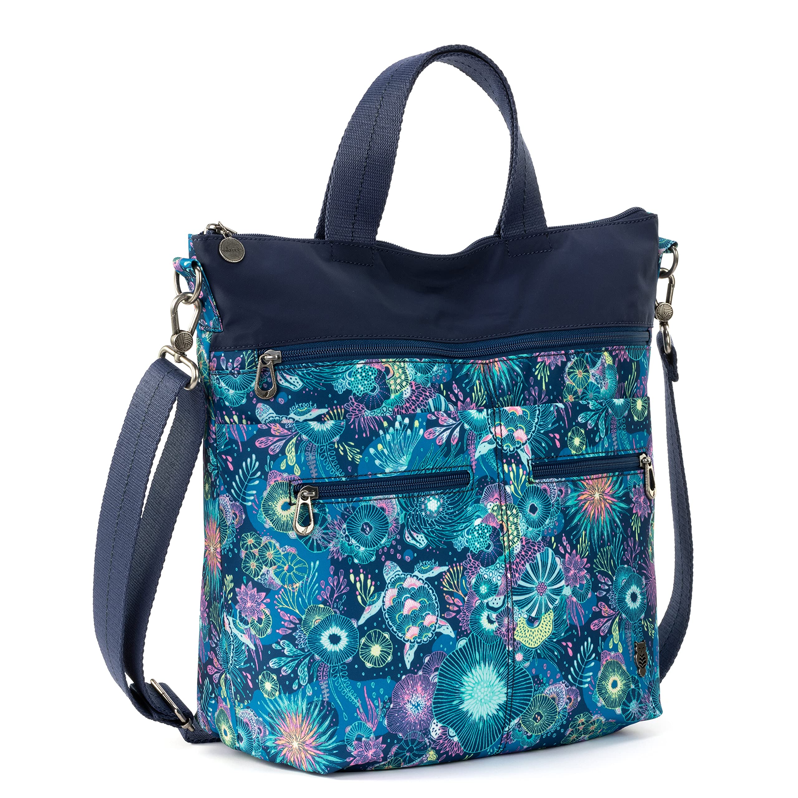 Sakroots Womens Eco-twill Berkeley Convertible Tote in REPREVE Eco Twill, Royal Blue Seascape, One Size US