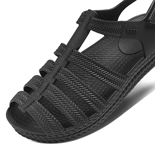 Reef Women's Water Beachy Fisherman Sandal, Black, 5