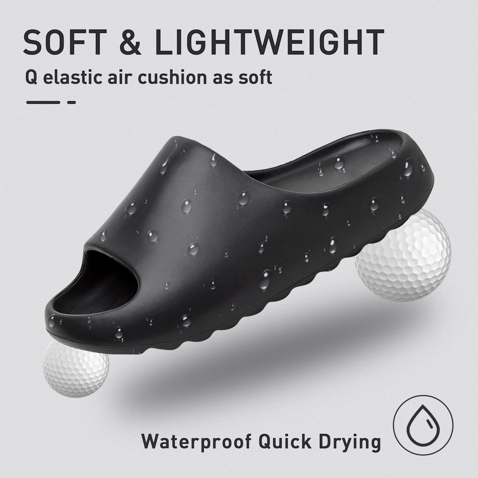 Cloud Slides for Women and Men, Pillow Slippers, Non-Slip Quick Drying Soft Lightweight Shower Shoes, Thick Sole Open Toe Slides Sandals for Indoor & Outdoor