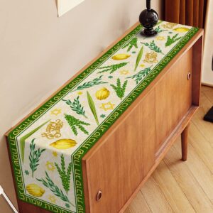 Nepnuser Sukkot Table Runner Sukkah Decorations Etrog Lulav Jewish Party Supply Kitchen Dining Room Table Decor 72inches