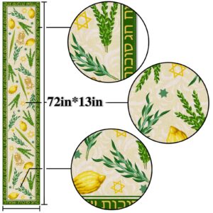 Nepnuser Sukkot Table Runner Sukkah Decorations Etrog Lulav Jewish Party Supply Kitchen Dining Room Table Decor 72inches