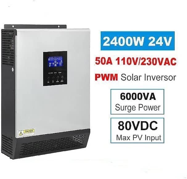 ERTY 3KVA Hybrid Solar Inverter 24V 110V 220V Pure Sine Wave Solar Inversor Built-in 50A PWM Solar Controller Battery Charger (24Vdc 110-120V)