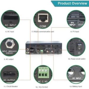 ERTY 3KVA Hybrid Solar Inverter 24V 110V 220V Pure Sine Wave Solar Inversor Built-in 50A PWM Solar Controller Battery Charger (24Vdc 110-120V)