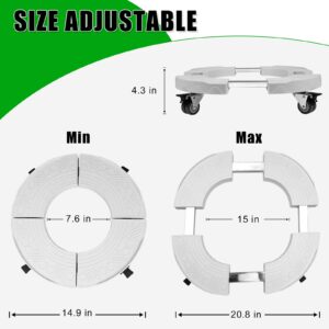 E-SDS Heavy Duty Plant Caddy with Wheels Capacity, 15"-21" Adjustable Rolling Plant Stand with Wheels Planter Dolly Lockable for Indoor Outdoor Large Garden Flower Pot Mover, Plant Stroller