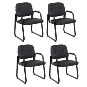 clatina office desk guest chair with padded arms waiting room guest chair leather reception chairs office desk chairs without wheels for restaurant, library, barber store, set of 4