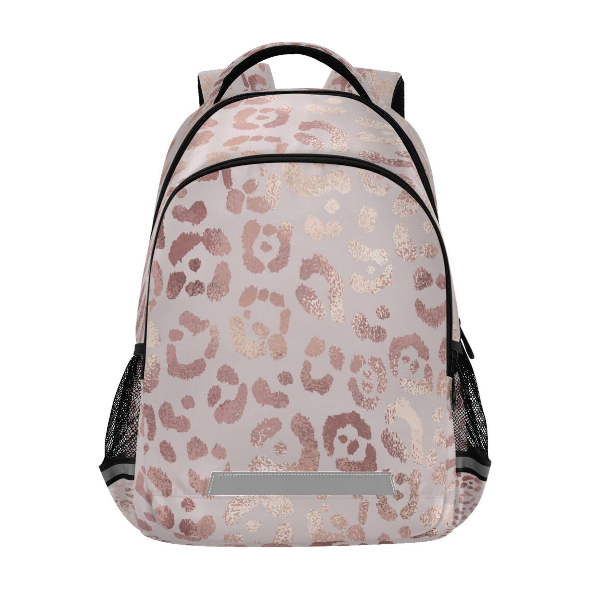 Backpack Bookbag Leopard Print Cheetah Rose Gold School Bag Laptop Bag Travel Bag for Girls Boys Teen