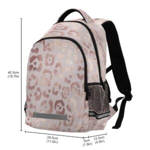 Backpack Bookbag Leopard Print Cheetah Rose Gold School Bag Laptop Bag Travel Bag for Girls Boys Teen