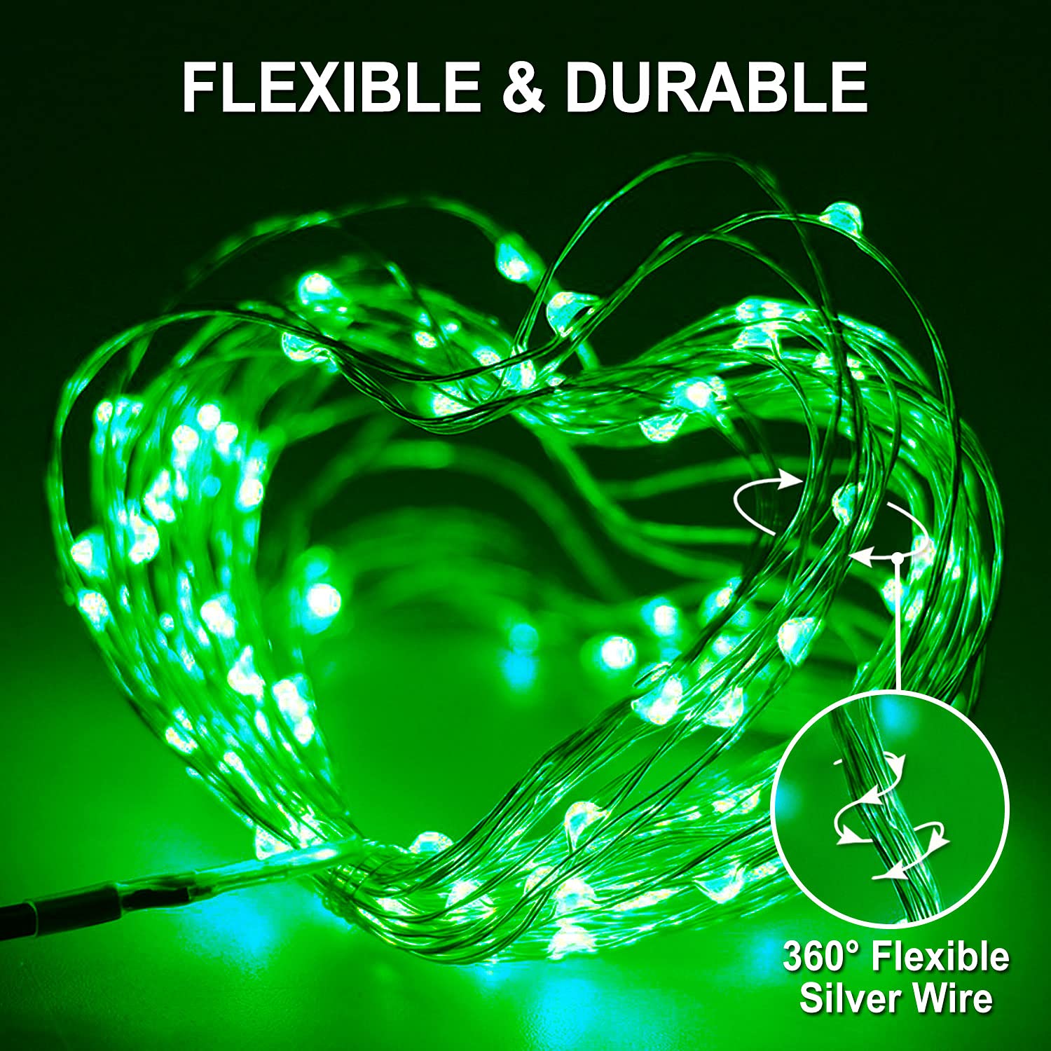 JMEXSUSS 2 Pack Solar Fairy Lights/Solar Meteor Shower Rain Lights Green