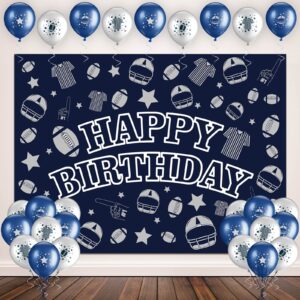 oudain 22 pcs cowboy birthday party supplies set include 1 cowboy backdrop 20 birthday balloons 1 ribbon navy blue football birthday decoration for football sports themed game party celebration