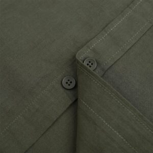 JEKAOYI Mens Casual Long Sleeve Cotton Linen Shirts Buttons Down Solid Plain Roll-Up Sleeve Summer Beach Shirts Olive Green