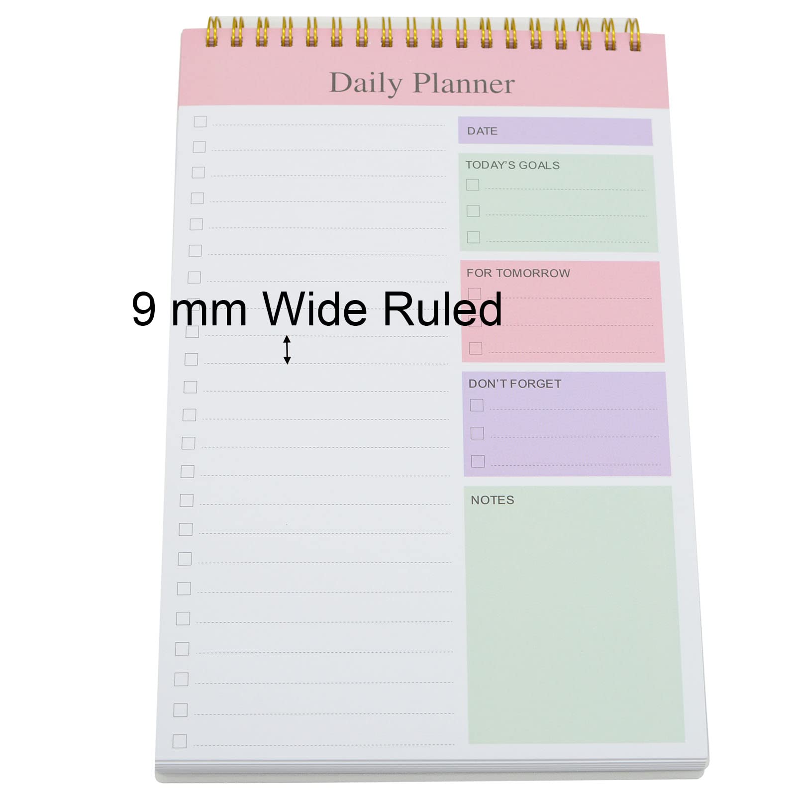 Undated to Do List Notepad Notebook Daily Planner 80 Sheets 6.5'' x 9.8'' Checklist Productivity Organizer for Work Academic Planner (Purple Pink)