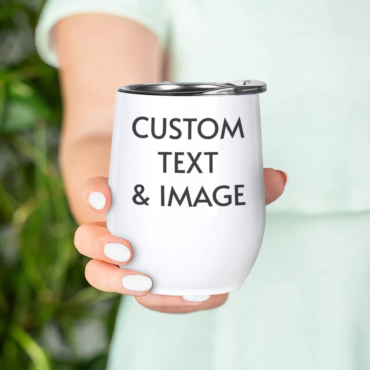 Magizak Personalized Wine Tumbler Custom Text Photo Picture Cup Stainless Steel Insulated Wine Tumblers 12oz Customized Gifts For Best Friend Coworker Boss Men Women Birthday Christmas Present