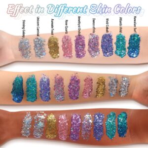 Boko 1.76oz Body Glitter Gel, Holographic Purple Liquid Chunky Glitter Lotion Mermaid Sequins for Face Hair and Body Makeup, Festival Clothing, Rave Accessories and Costume - Amethyst Orchid