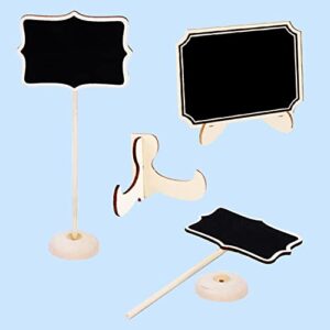 Woohome 30 PCS Mini Black Board and 10 PCS Chalkboard Wooden Clips with Chalk, 4 Style Mini Chalkboards Mini Wooden Blackboard Signs for Message Board Signs, Party Wedding Table