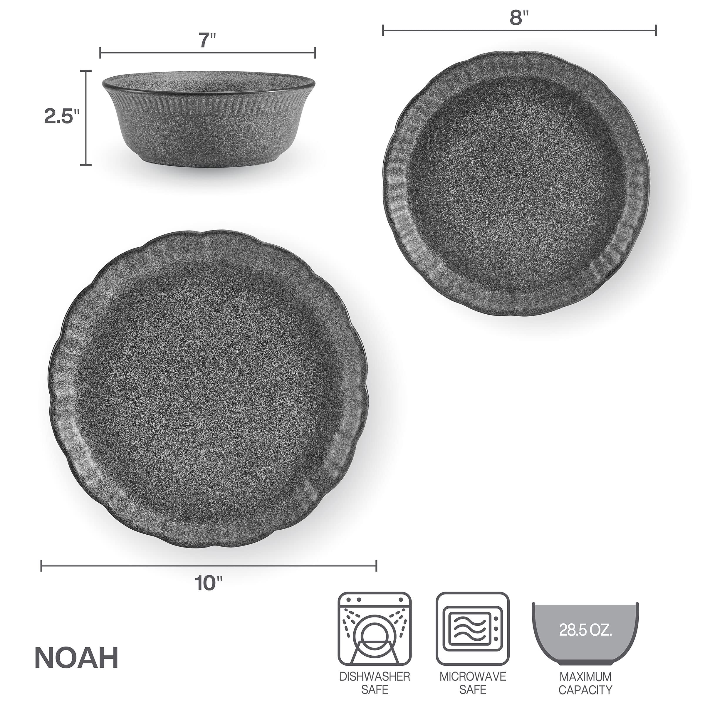 Pfaltzgraff Noah 12 Piece Dinnerware Set, Service For 4, Gray