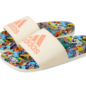 adidas Women's Adilette Comfort Slides Sandal, Ecru Tint/Coral Fusion/Ecru Tint, 6