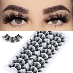 farred fluffy eyelashes 8d faux mink lashes wispy eyelash natural look short fake eye lash pack full false lash 10 pairs (z02|12-18mm)