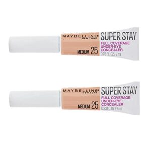 pack of 2 maybelline new york super stay full coverage under-eye concealer, medium # 25