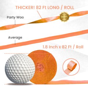 PartyWoo Crepe Paper Streamers 4 Rolls 328ft, Pack of Deep Orange Crepe Paper for Party Decorations, Wedding Decorations, Birthday Decorations, Baby Shower Decorations (1.8 Inch x 82 Ft/Roll)