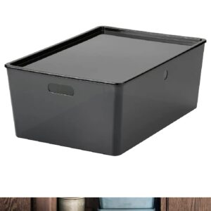 KUGGIS Box with Lid, Transparent Black, 14 ½x21 ¼x8 ¼ " Large Stackable Storage Containers Paper & Media Baskets