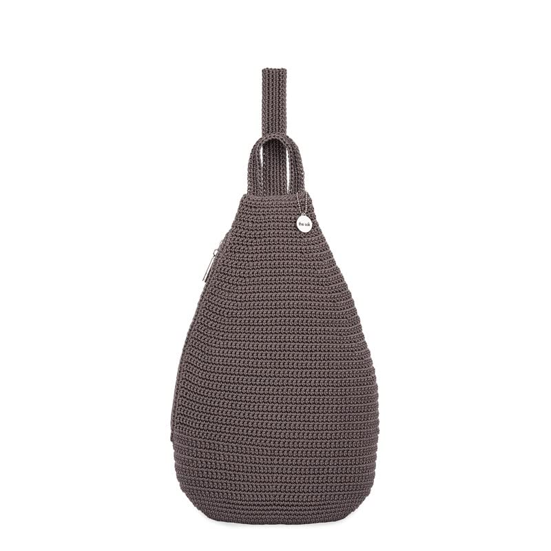 The Sak Geo Sling Backpack in Crochet, Single Sling Shoulder Strap, Mushroom