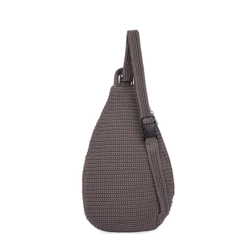 The Sak Geo Sling Backpack in Crochet, Single Sling Shoulder Strap, Mushroom