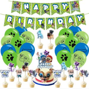 Puppy Dog Birthday Party Decorations for Puppy Dog Pals Including Banners Latex Balloons Aluminum Foil Balloons for Birthday Party Decorations for Children and Adults