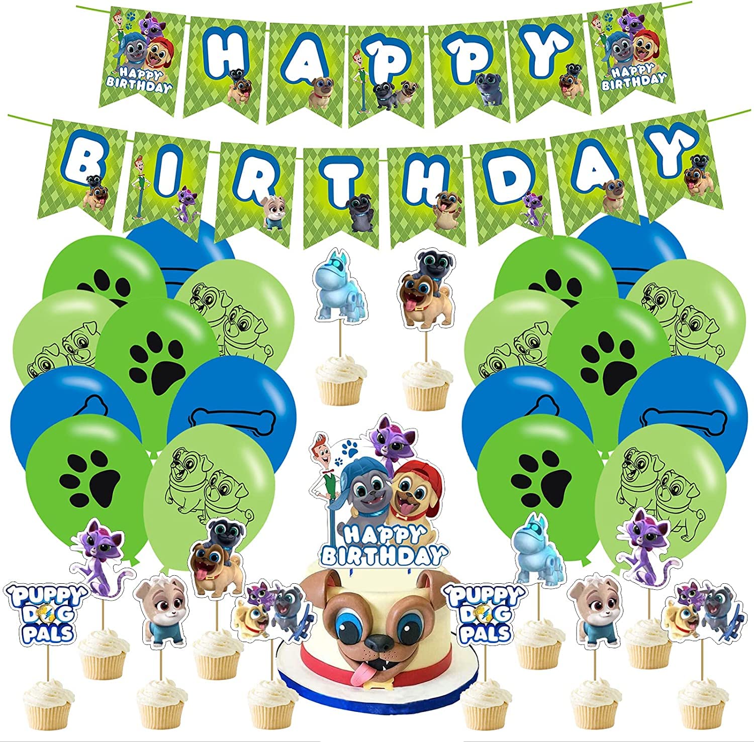 Puppy Dog Birthday Party Decorations for Puppy Dog Pals Including Banners Latex Balloons Aluminum Foil Balloons for Birthday Party Decorations for Children and Adults