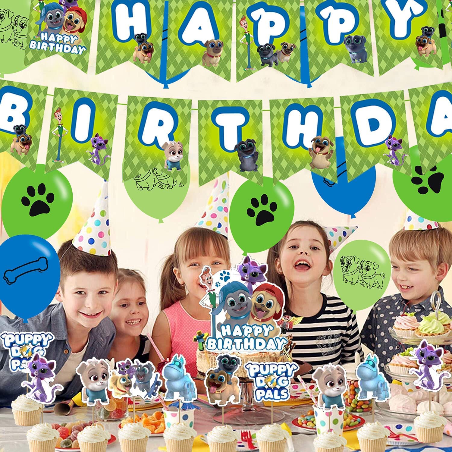 Puppy Dog Birthday Party Decorations for Puppy Dog Pals Including Banners Latex Balloons Aluminum Foil Balloons for Birthday Party Decorations for Children and Adults