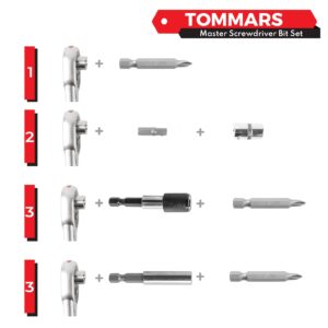 TOMMARS 208-Pc Master Screwdriver Bit Set, 1/4" Hex Shank Screwdriver Bits, Nut Driver and Security Bit Set