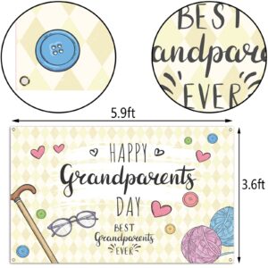 Nepnuser Happy Grandparents Day Photo Booth Backdrop School Event Retirement Love Grandparents Party Decorations Grandpa Grandma Holiday Photo Wall Decor (5.9×3.6ft)